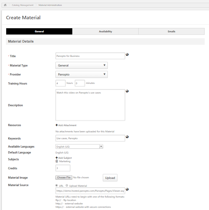 How to Add Panopto Videos and Playlists as Materials in Cornerstone