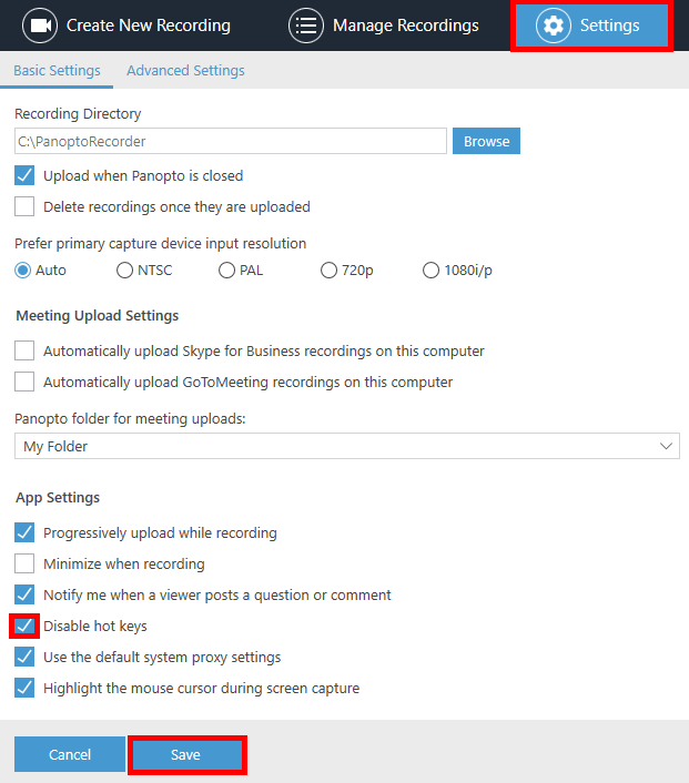 How to Use the Panopto for Windows Hotkeys