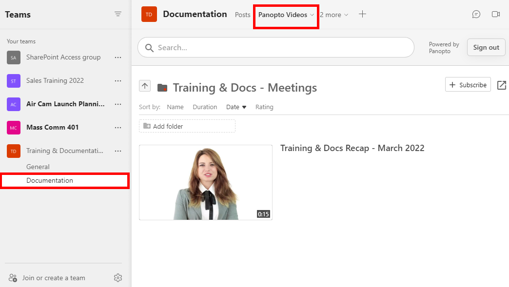 Comment utiliser l'application Panopto pour Microsoft Teams
